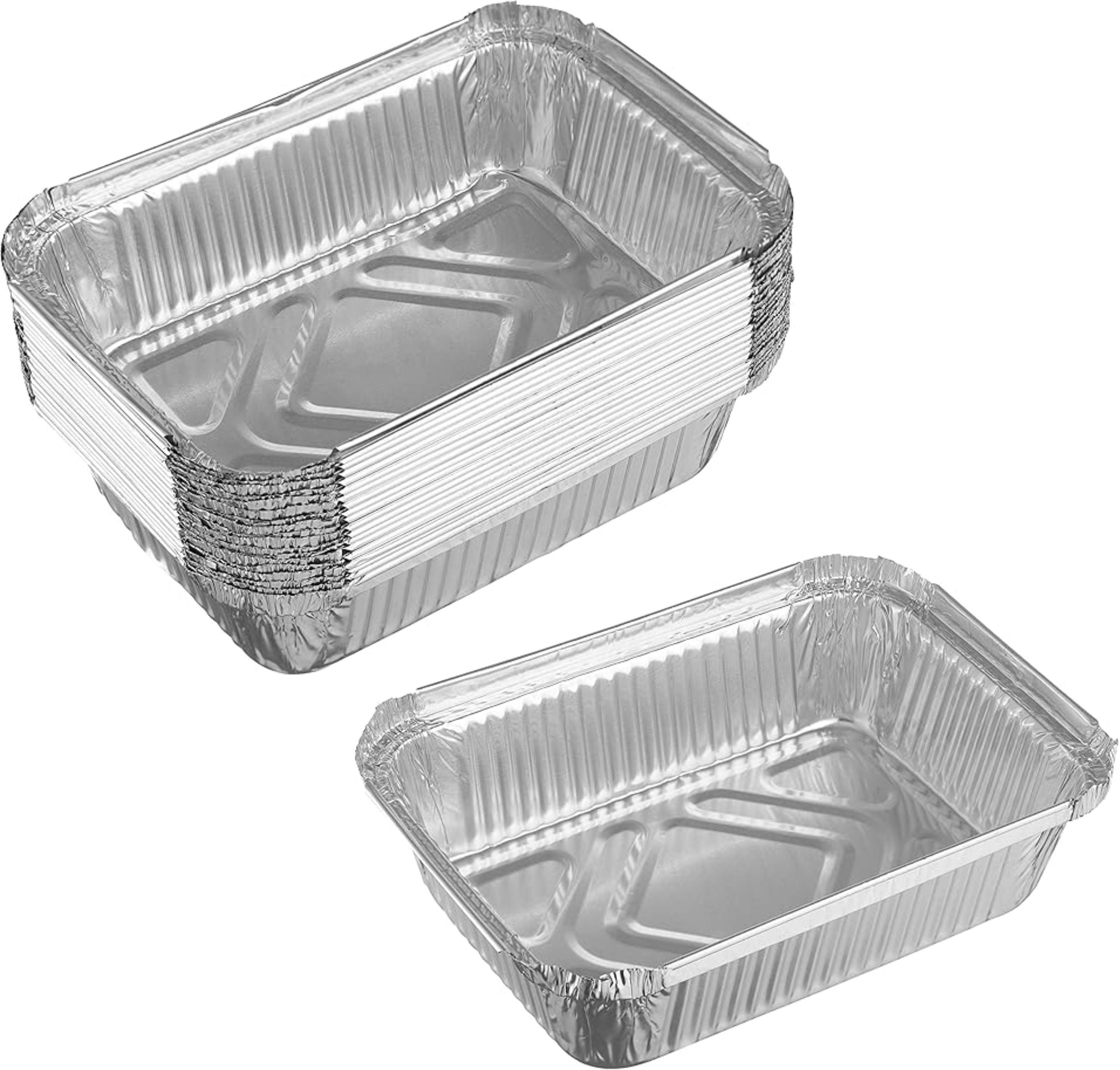 [100 Pack] 1LB Oblong Take Out Foil Baking Pans with Dome Lids - 705 ...