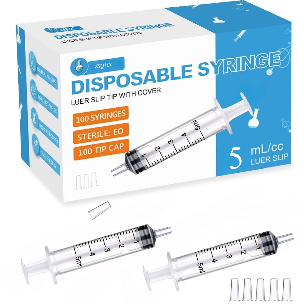 100 Pack 1ml /1cc Syringe with Cap Oral Syringes without needle for ...