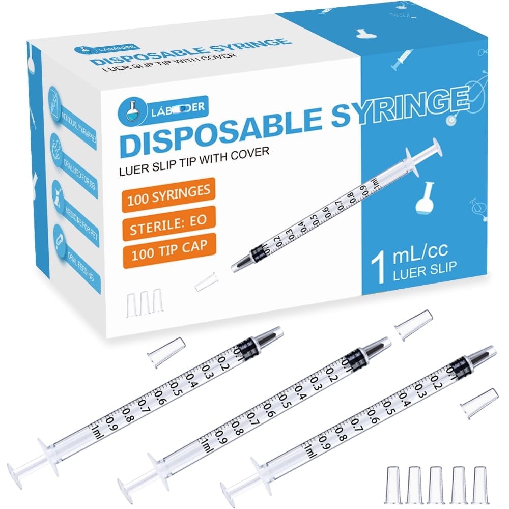 100 Pack 1ml /1cc Syringe with Cap Oral Syringes without needle for ...