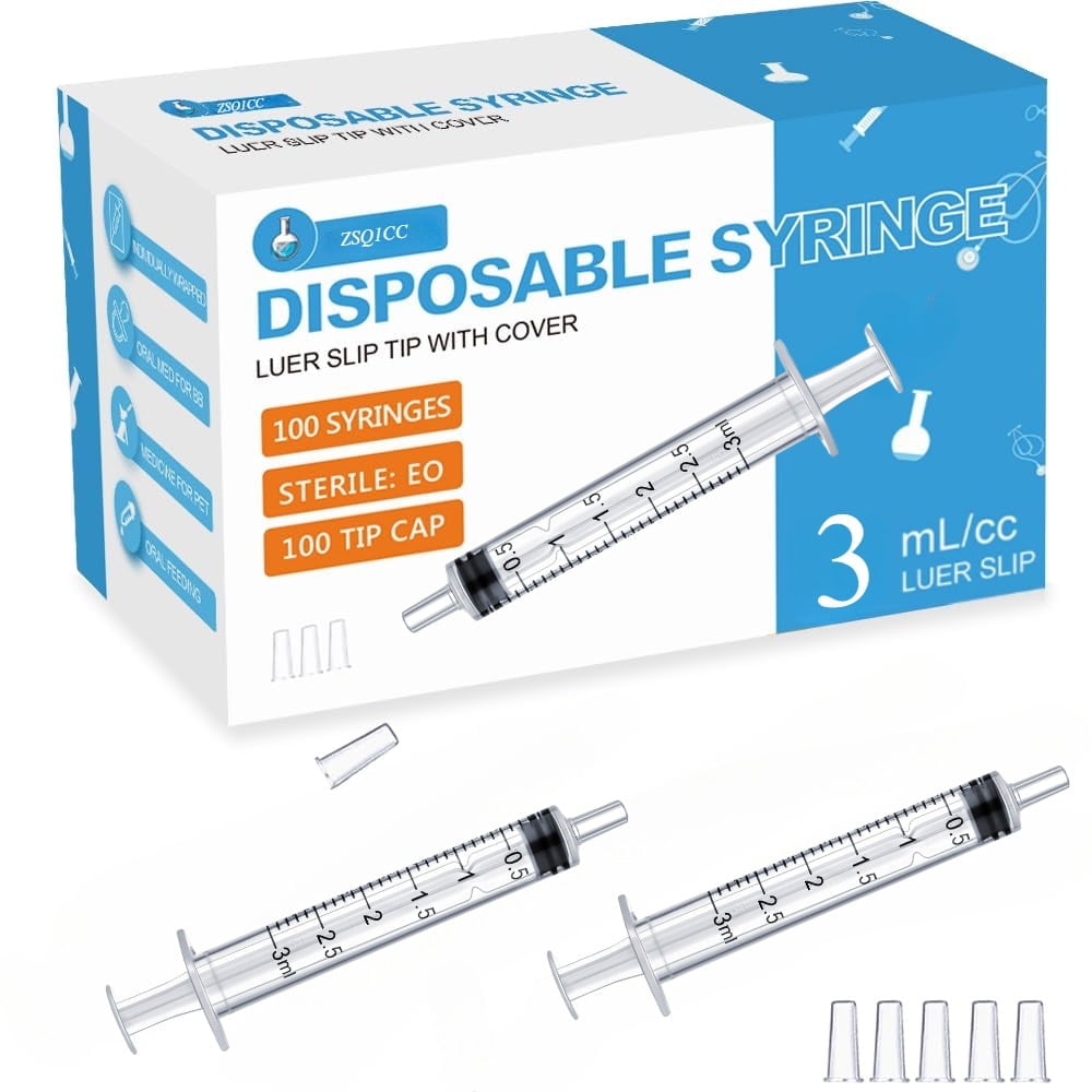 100 Pack 1ml /1cc Syringe with Cap Oral Syringes without needle for Liquid Measuring, Scientific ...