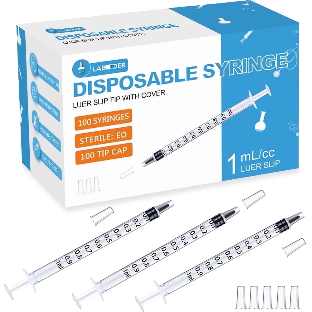 100 Pack 1ml /1cc Syringe with Cap Oral Syringes without needle for ...