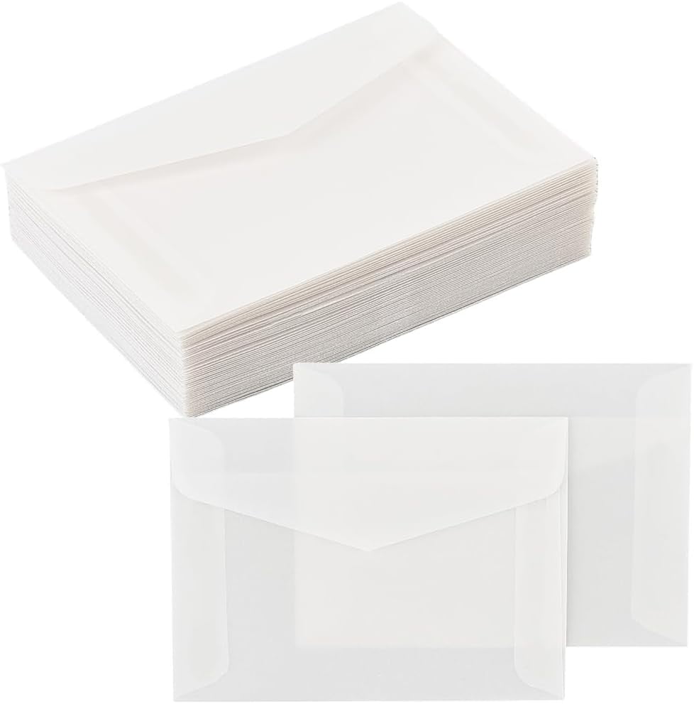 100 Pack 2.8 x 3.9 Inch Small Transparent Envelopes Rectangle Paper ...