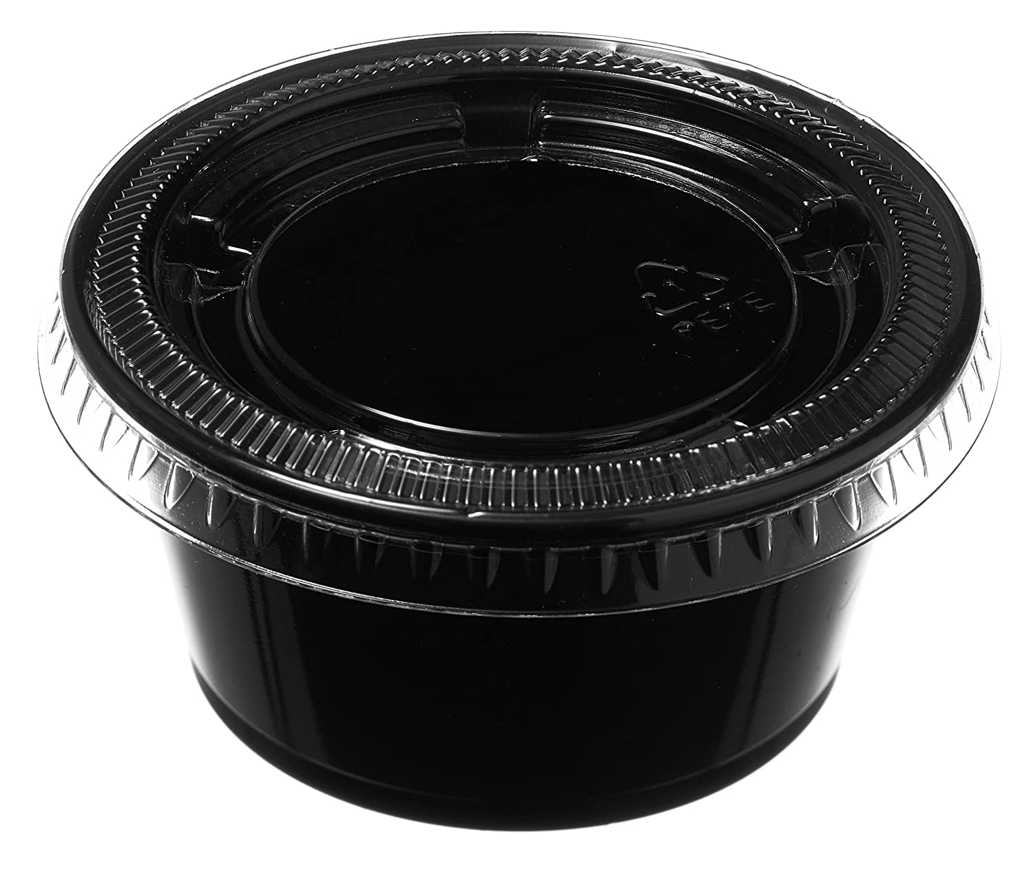 100 Pack 2 Oz Black Plastic Condiment Containers with Lids - Leak Proof ...