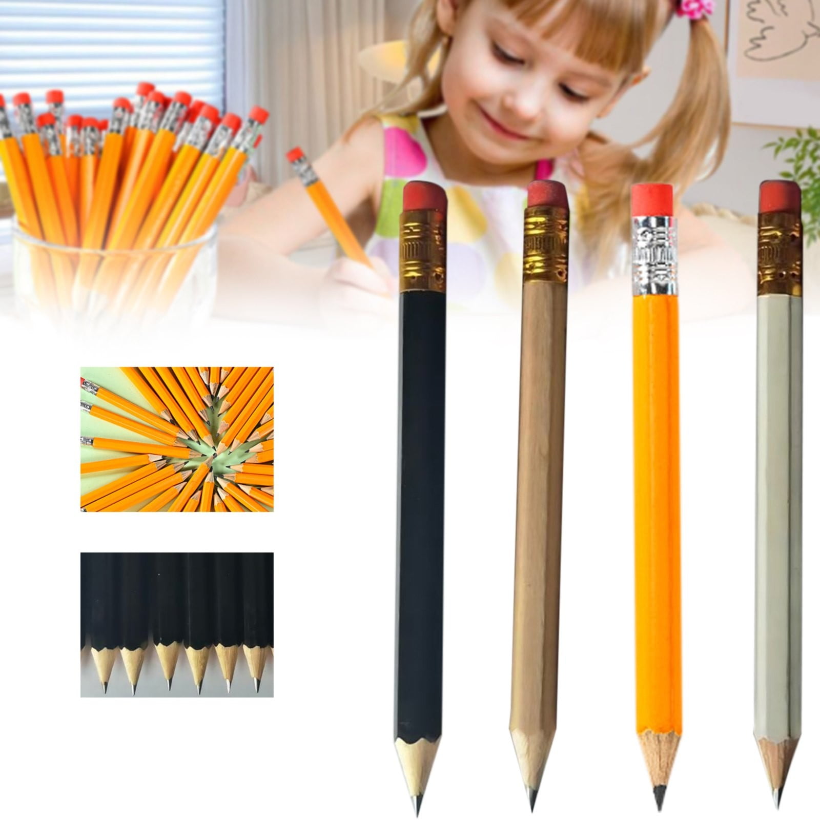 100 Pack #2 Pre Sharpened Pencils Yellow Writing Pencils with Erasers ...