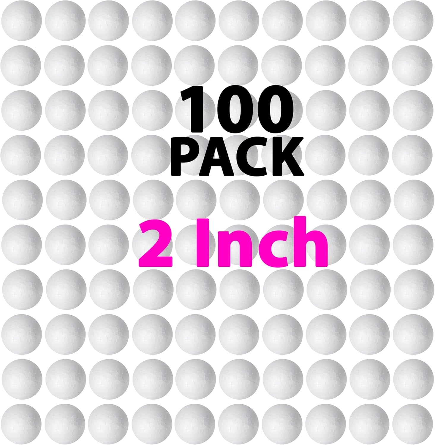 100 Pack 2'' inch Foam Balls - Large Foam Balls - Big Foam Craft Balls - Foam Balls for Crafts ...