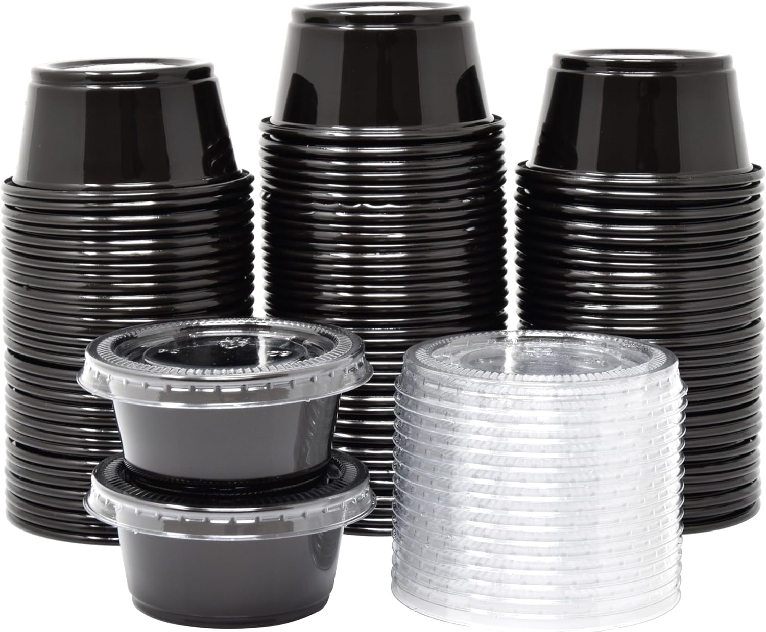 Galashield [100 Sets - 2 oz.] Black Jello Shot Cups Condiment ...