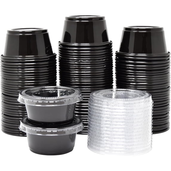 Galashield [100 Sets - 2 oz.] Black Jello Shot Cups Condiment ...