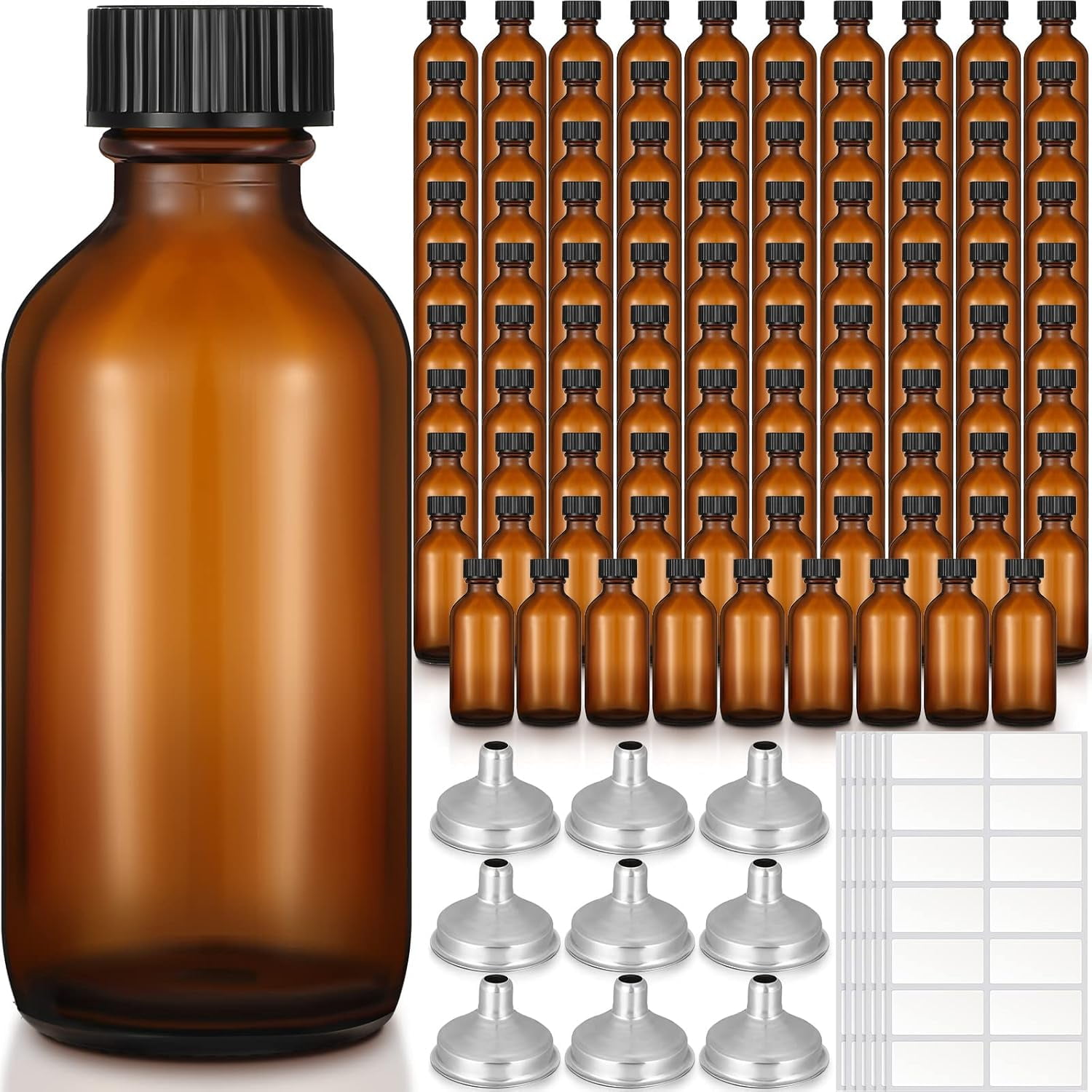 100 Pack 2 oz Glass Bottles with Lids Clear Juice Shot Sample Bottles ...
