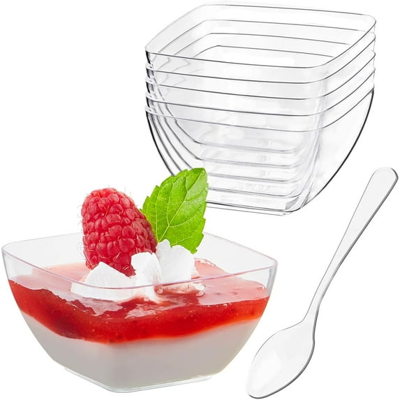 100 Pack 2 oz Mini Dessert Cups with Spoons, Reusable Small Appetizer ...