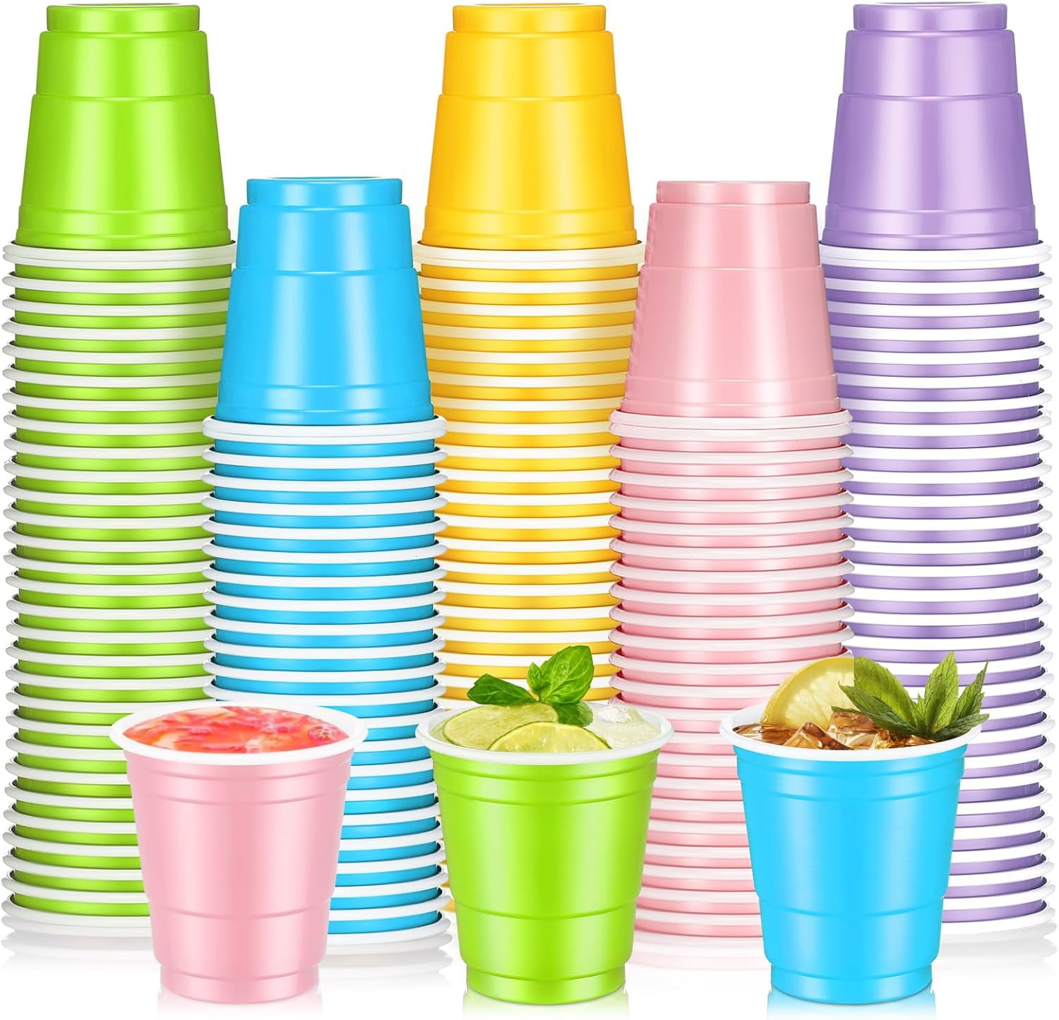 100 Pack 2 oz Plastic Shot Cups, Mini Disposable Shot Glasses 2 oz ...