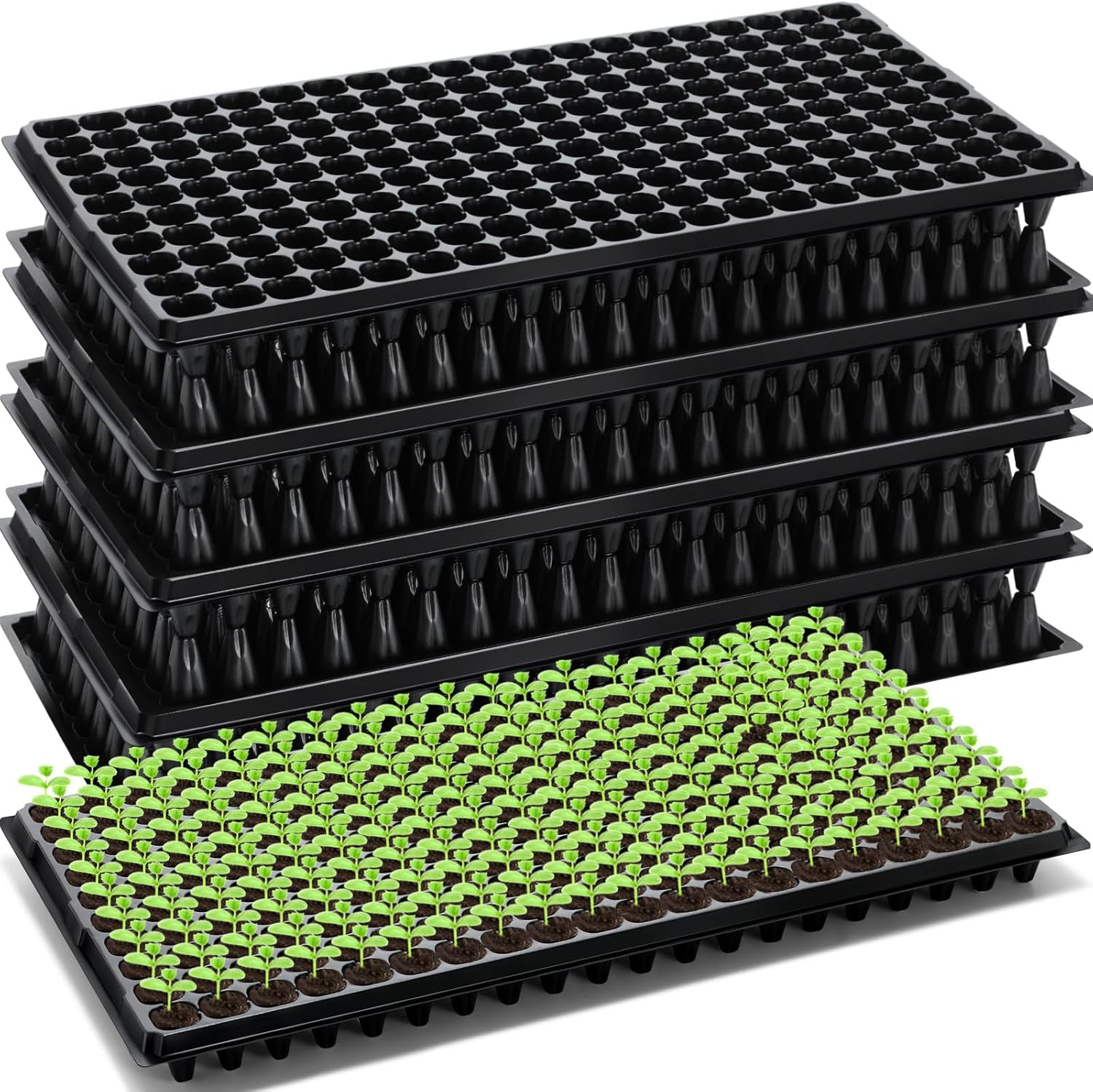 100 Pack 200 Cells Reusable Seed Starting Trays Seedling Plant ...