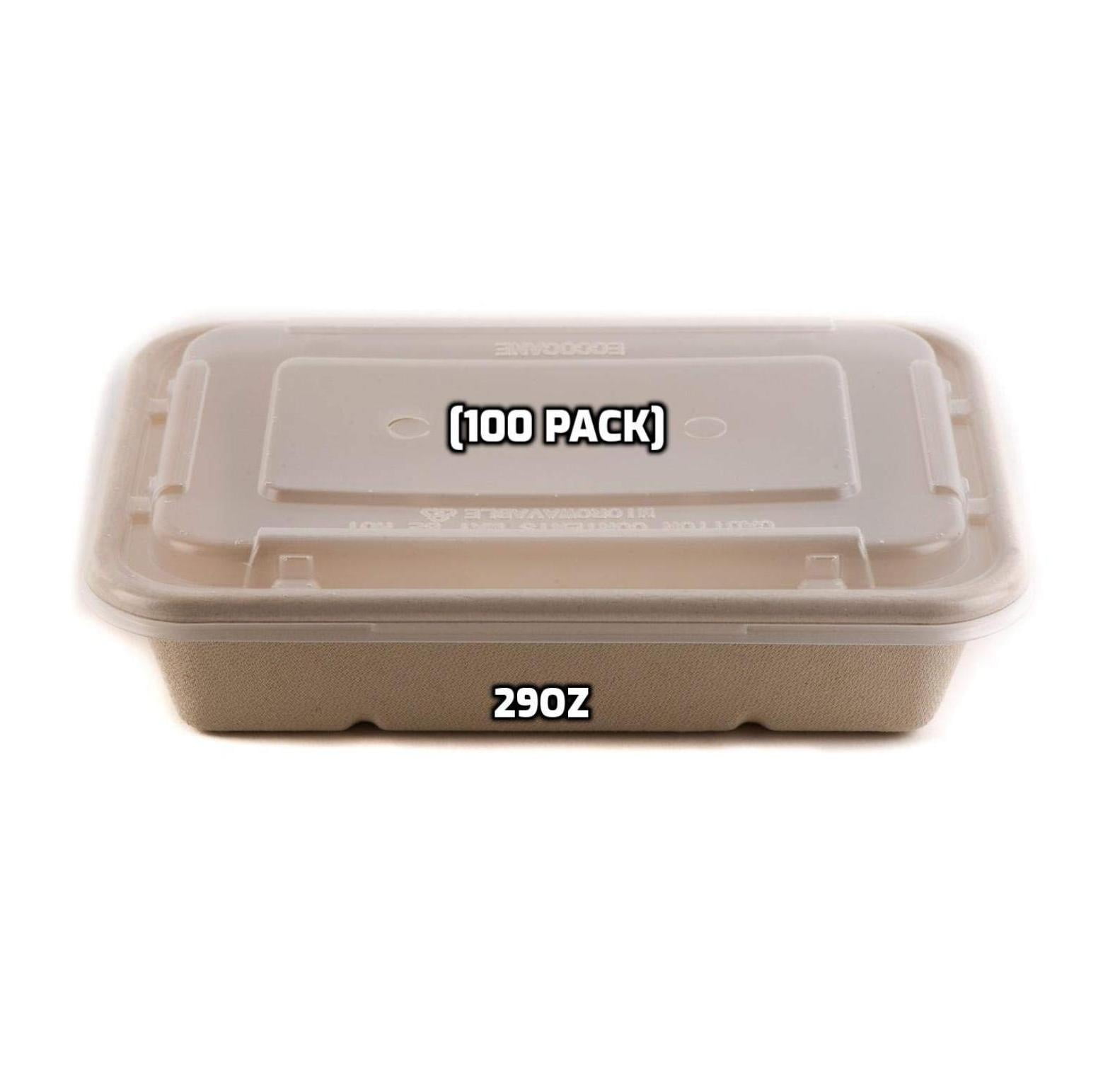 [100 Pack] 29oz Compostable Eco Friendly Container Trays with Lids ...