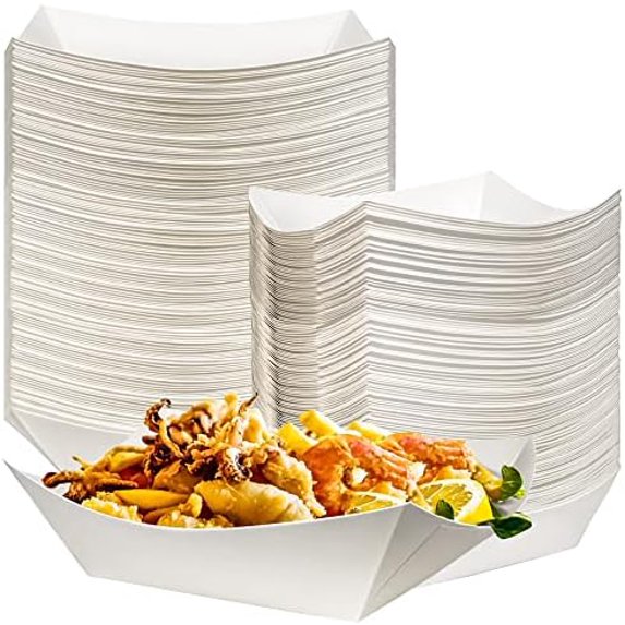 100 Pack 2lb Kraft Paper Food Trays, Waterproof Heavy-Duty Paper Food ...