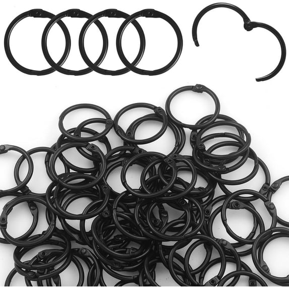 100 Pack 3/4 Inch Binder Rings, Black Loose Leaf Binder Ring Clips ...