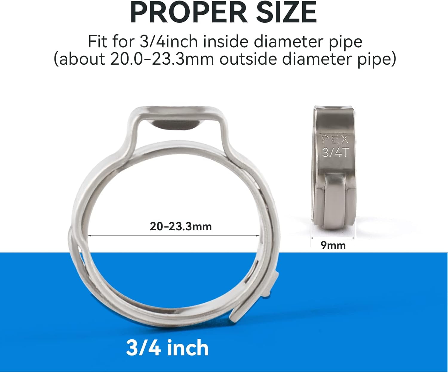100 Pack 3/4 Inch Pex Cinch Clamp Rings,Premium 304 Stainless Steel PEX ...