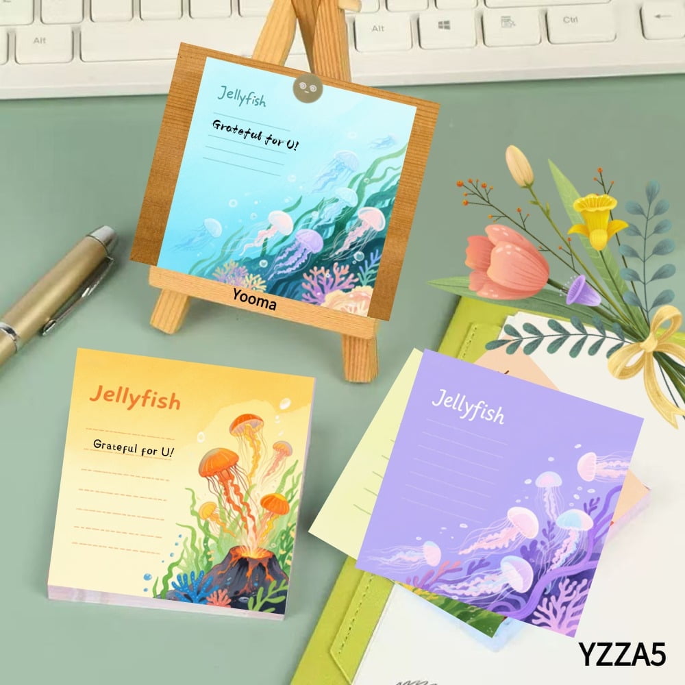 100-Pack 3.54x3.54 Inch Note Cards, Jellyfish Writing Pads - Perfect ...