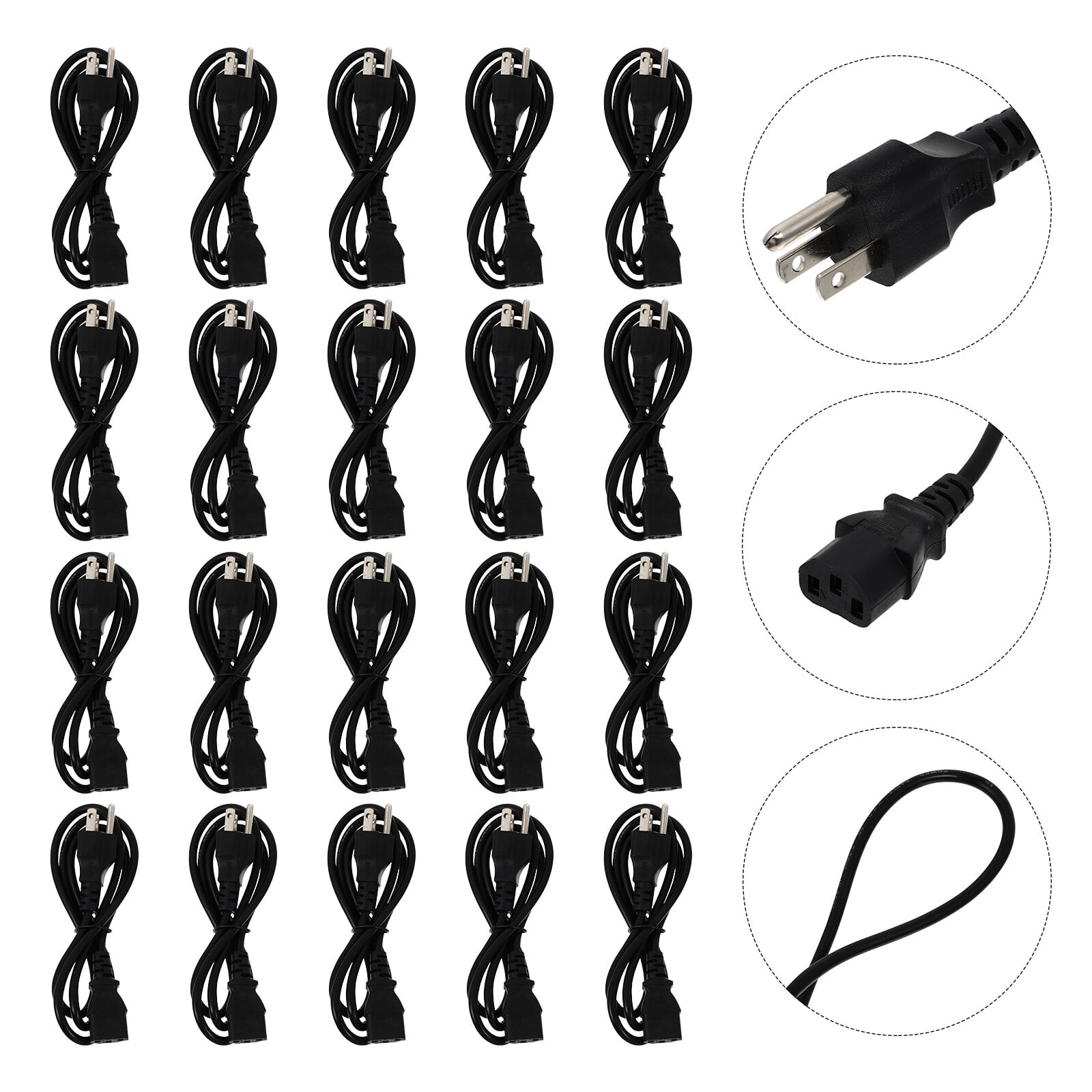 100-Pack 3-Prong Power Cords - 6ft Computer Printer Replacement Cable ...