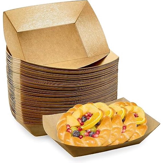 100 Pack 3 lb Heavy Duty Paper Food Trays - Disposable Kraft Brown ...