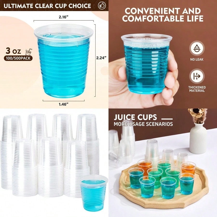 100 Pack 3 oz Bathroom Plastic Cups Disposable Mouthwash Cups Samll ...