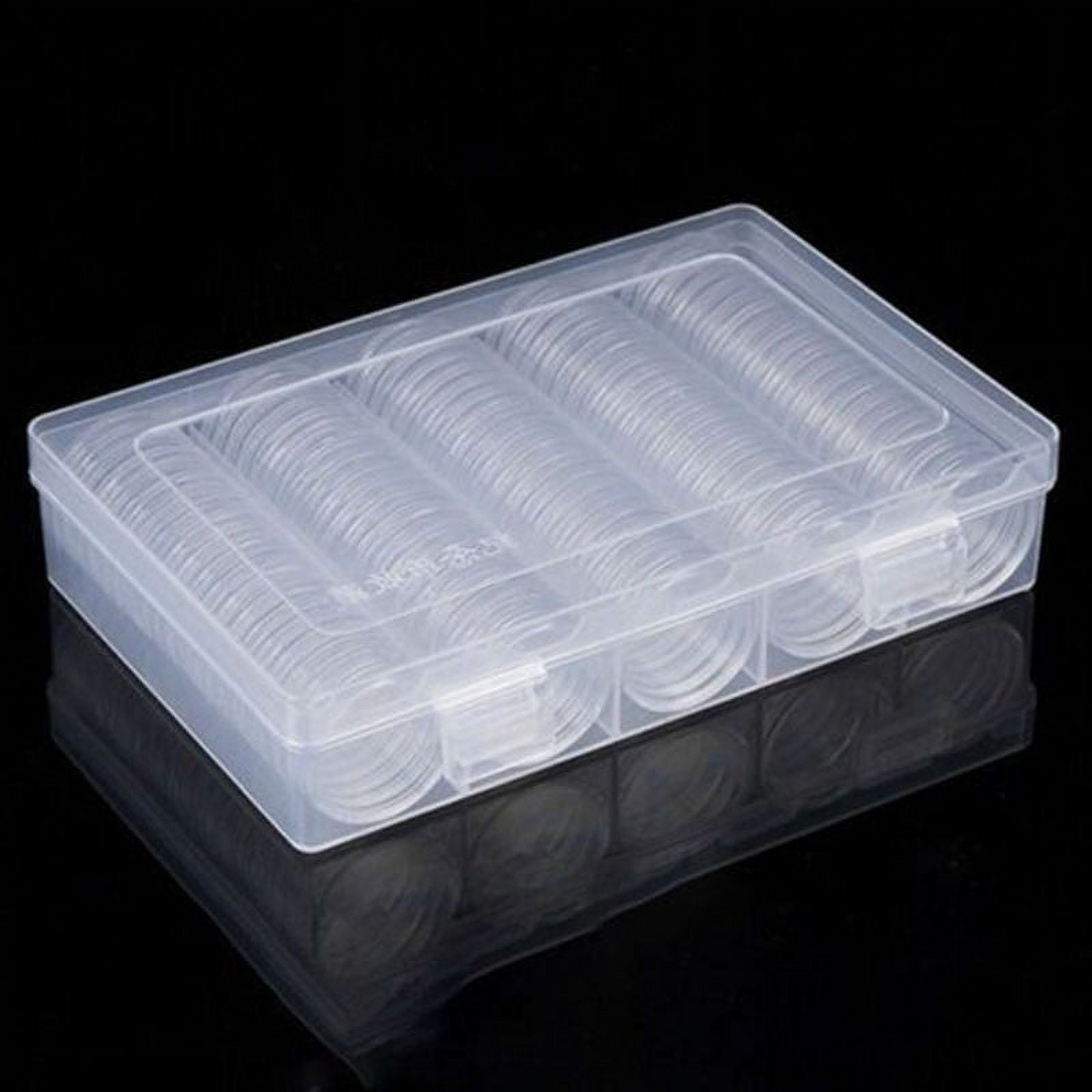 100 Pack 30mm Clear Round Plastic Coin Capsules with Storage Box for ...