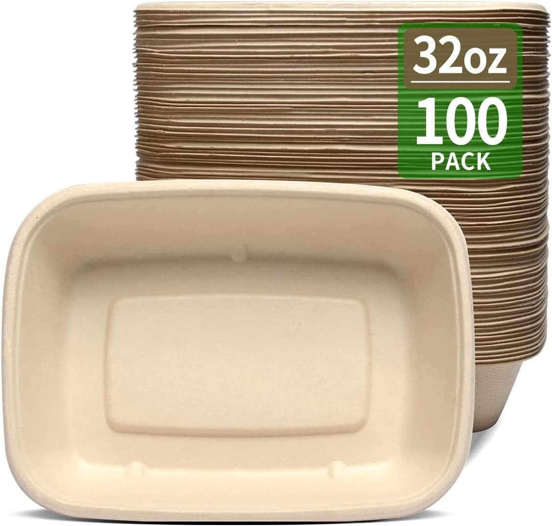 100 Pack 32 oz Large Paper Bowls, Chipo-tle Style Disposable Bowls for ...