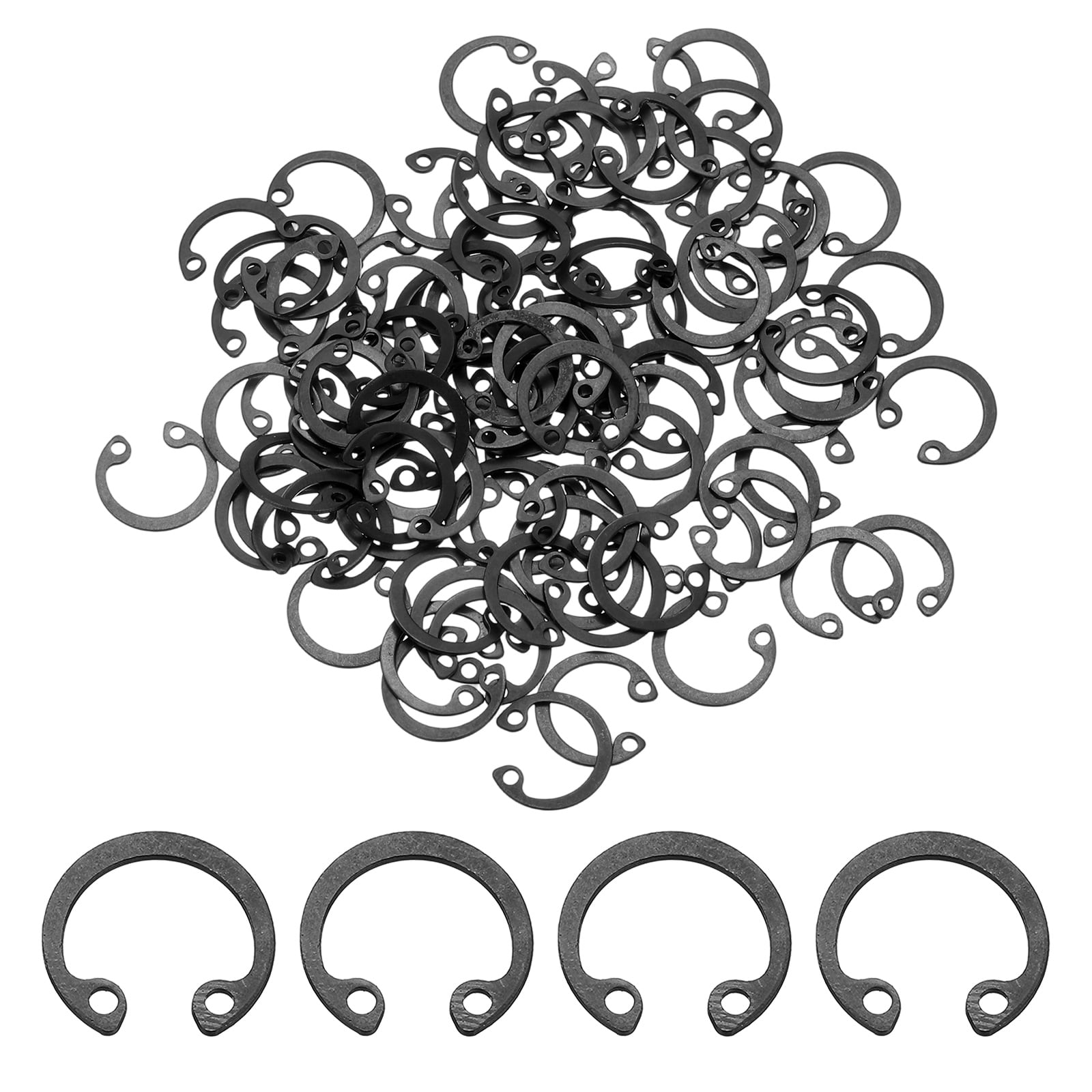 100 Pack 33/64"(13mm) Retaining Ring Circlip, Snap Rings C-Clips, Black ...