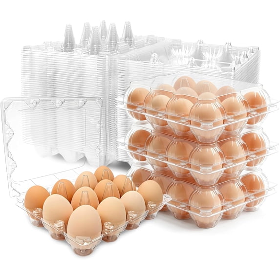 100 Pack 3x4 Plastic Egg Cartons Bulk 12 Count Clear, Reusable ...