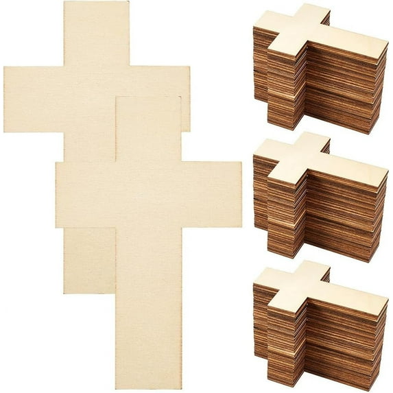100 Pack 4.3 x 2.8 Inch Blank Wooden Crosses in Bulk Unfinished Wood ...