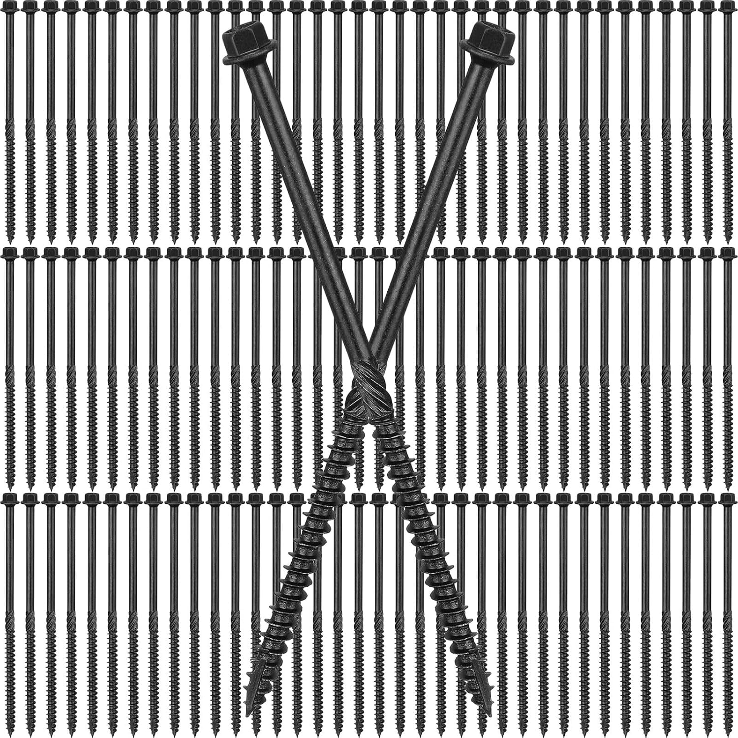 100 Pack 4 Inch Heavy Duty Timber Structural Wood Screws Bulk Black ...
