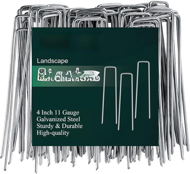 100 Pack 4 Inch Landscape Staples 11 Gauge Garden Staples, Galvanized ...