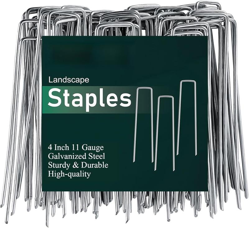100 Pack 4 Inch Landscape Staples 11 Gauge Garden Staples, Galvanized ...
