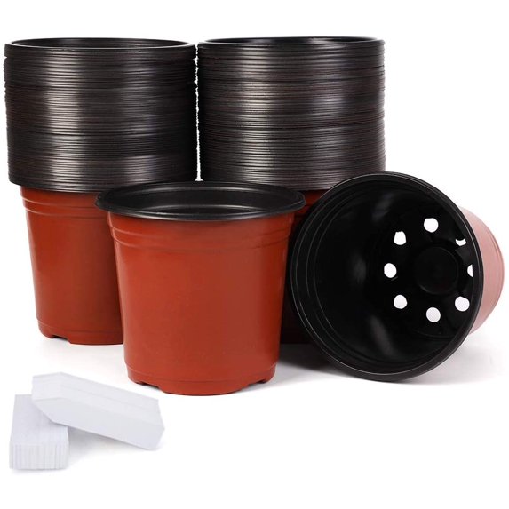 100-Pack 4 Inch Plastic Plant Nursery Pots Come with 100 Pcs Plant ...