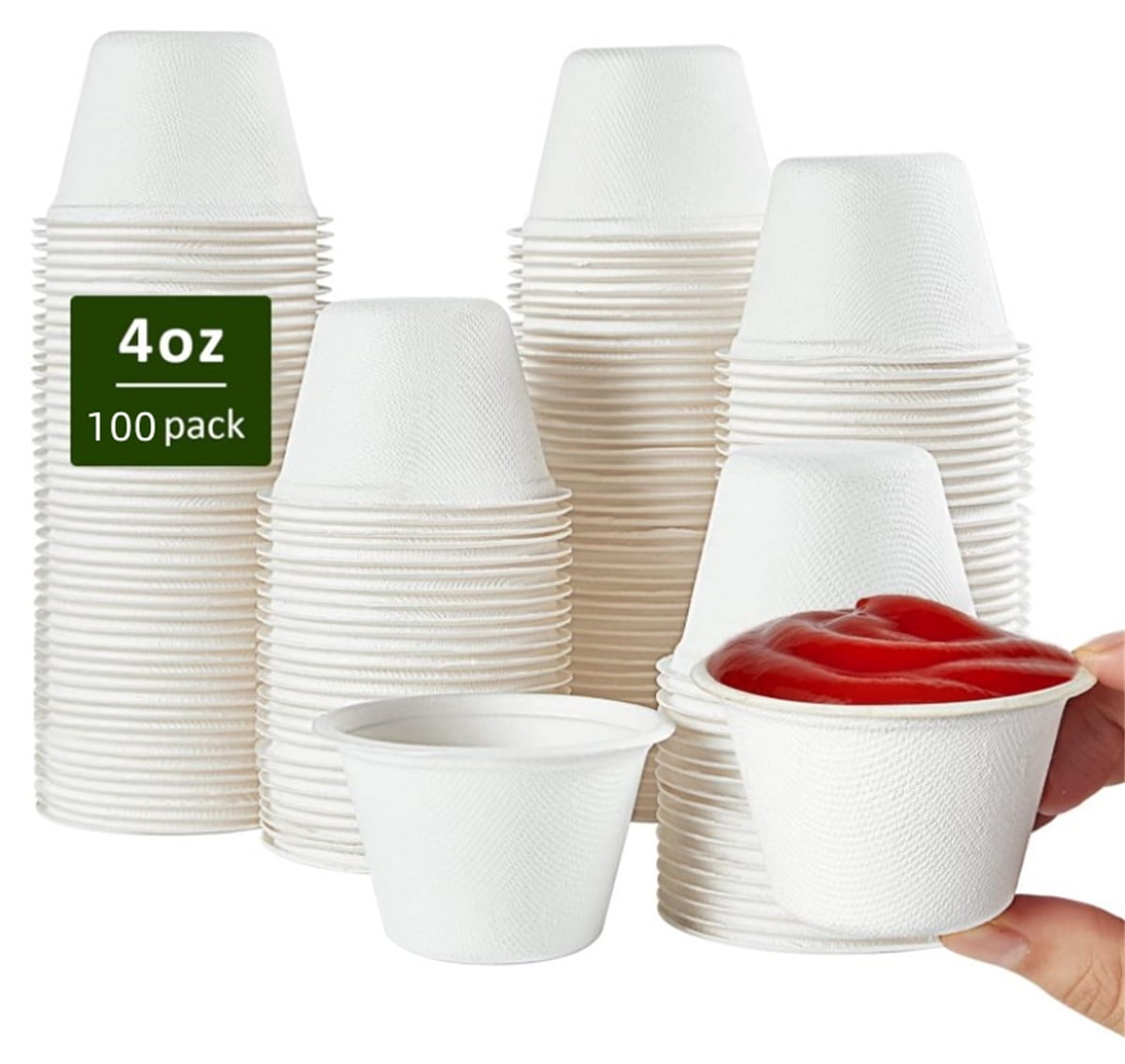 100 Pack 4 OZ Disposable Souffle Cups,Compostable Portion Cups,Natural ...