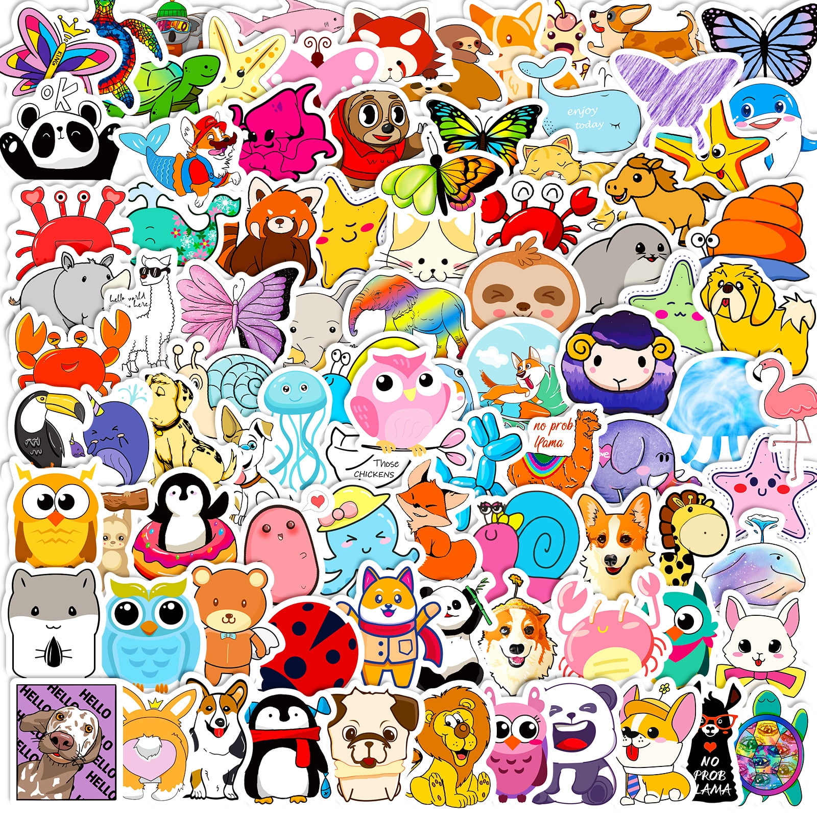 100-Pack 4cm American-Style Small Animal Stickers - Cute Cartoon Decals ...