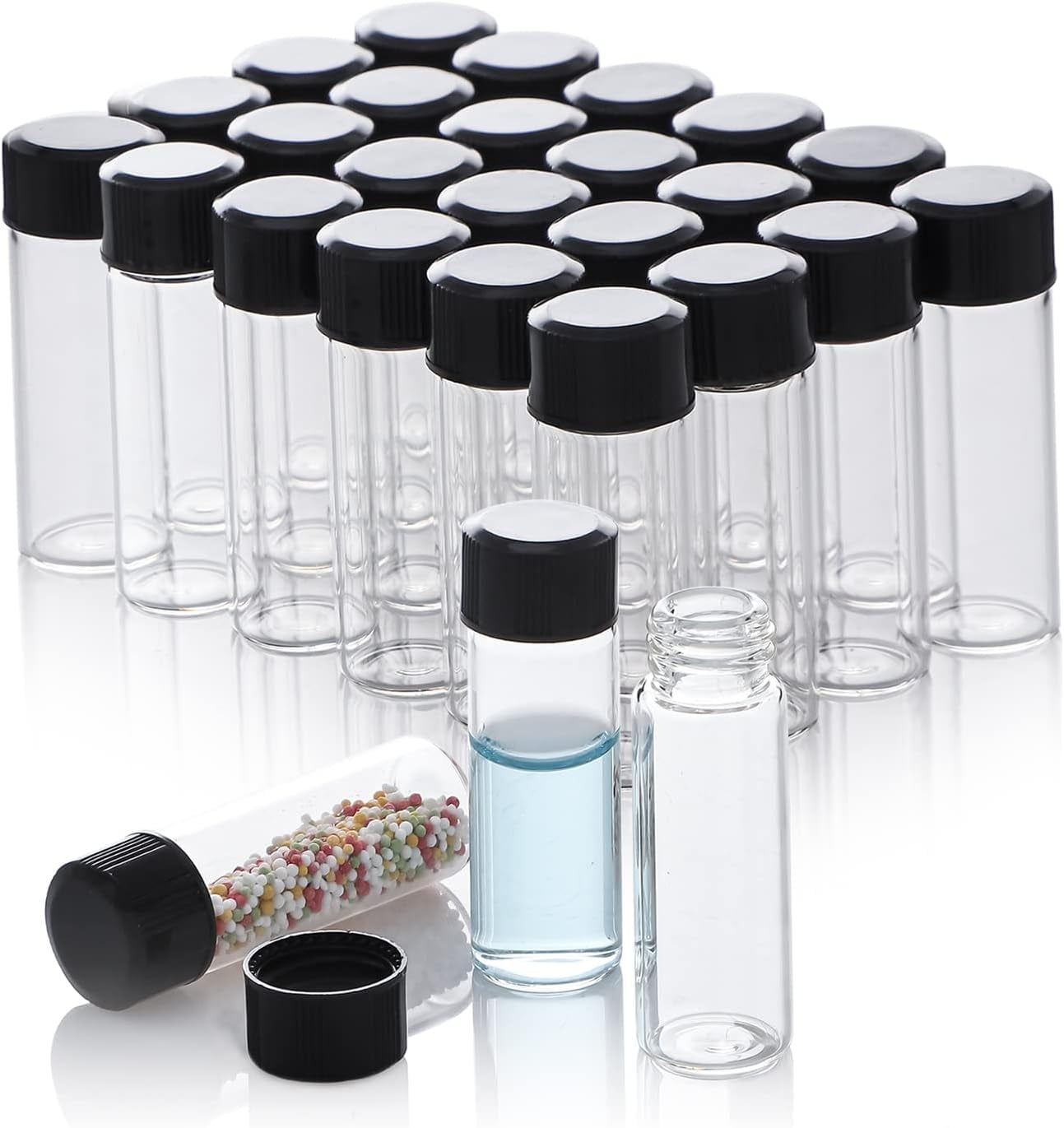 100 Pack 4ml Glass Vials with Screw Caps, Clear Liquid 4ml Sample Vials ...