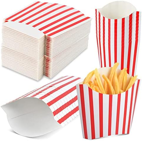 100 Pack 4oz French Fry Box Small French Fry Containers Black and White ...