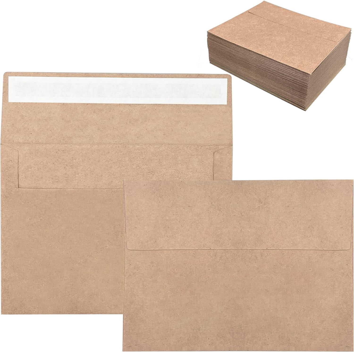 100 Pack 4x6 Envelopes for Invitations, 6.5x4.75" Brown Kraft Envelopes ...