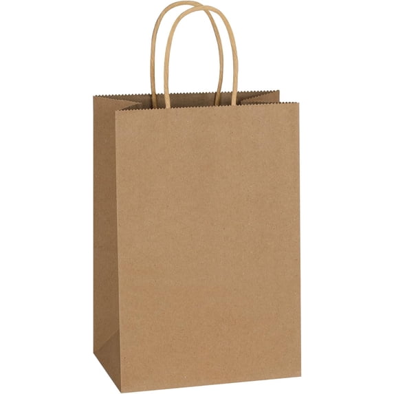 100 Pack 5.25x3.25x8.5 Inch Plain Small Brown Kraft Paper Gift Bags ...