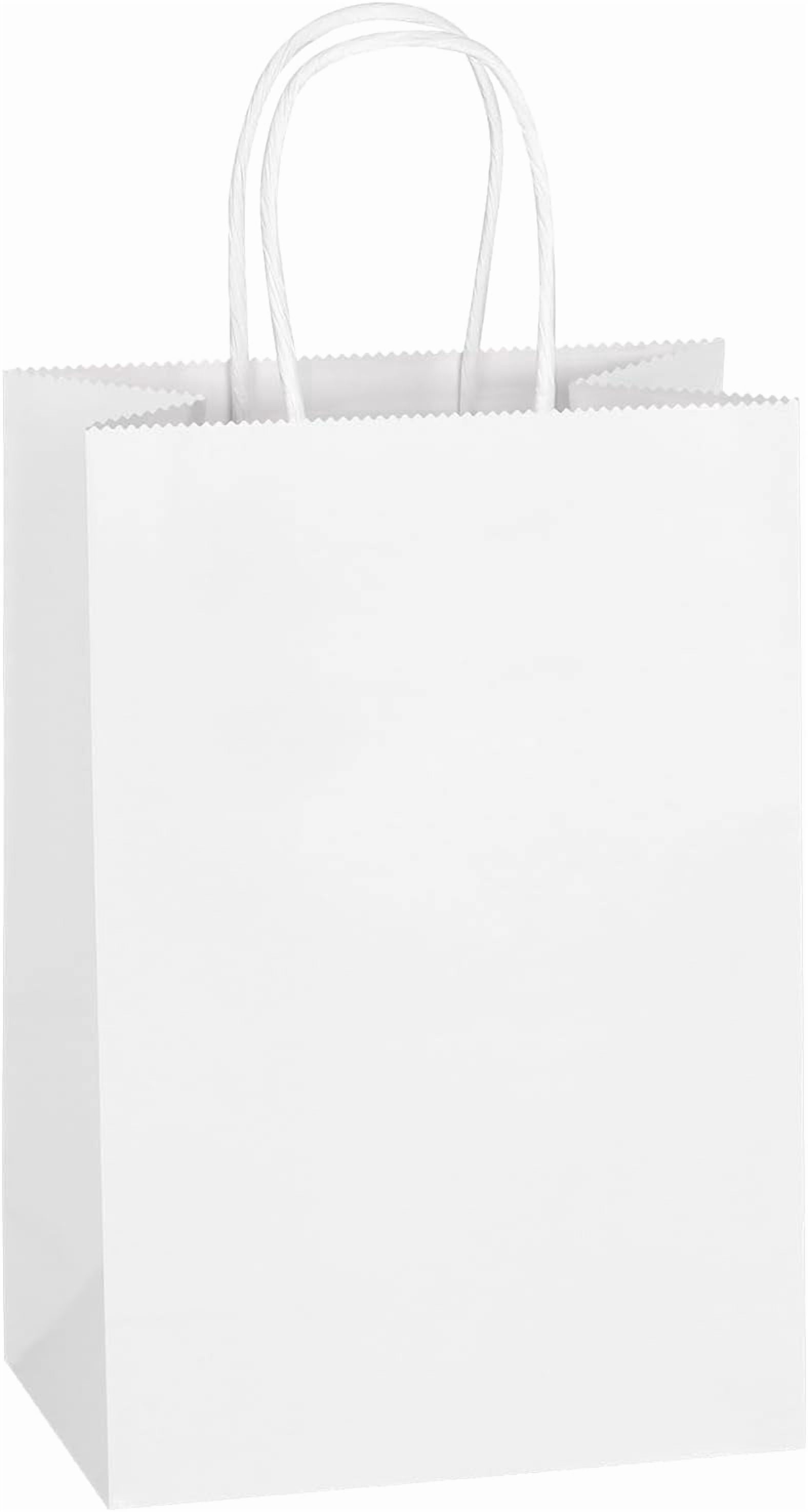 100 Pack 5.25x3.25x8.5 Inch Small White Kraft Paper Gift Bags with ...