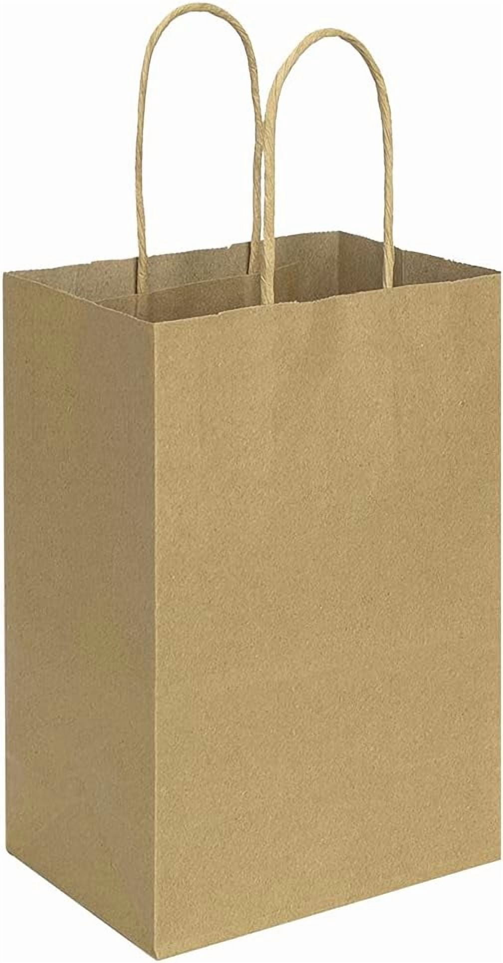 100 Pack 5.25x3.25x8 Inch Brown Small Paper Bags with Handles Bulk ...