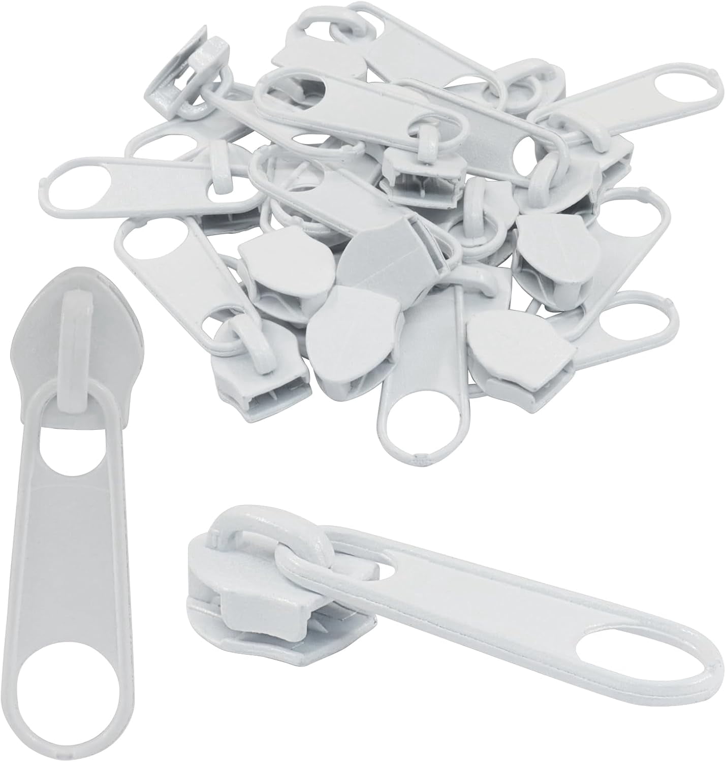 100 Pack #5 Zipper Sliders Replacement, White Zipper Pulls Bulk for ...