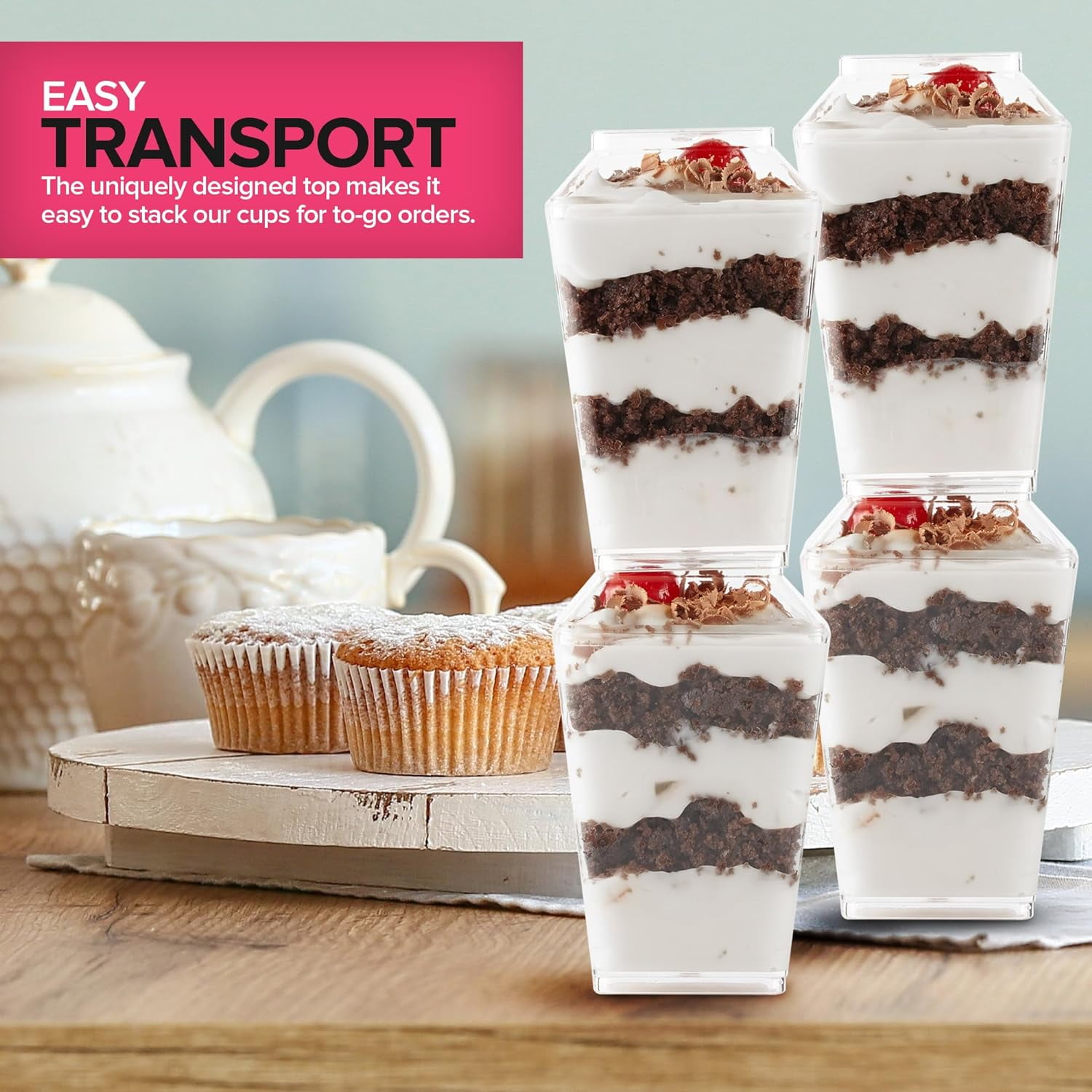 100 Pack 5 oz Plastic Dessert Cups with Lids and Spoons for Individual ...