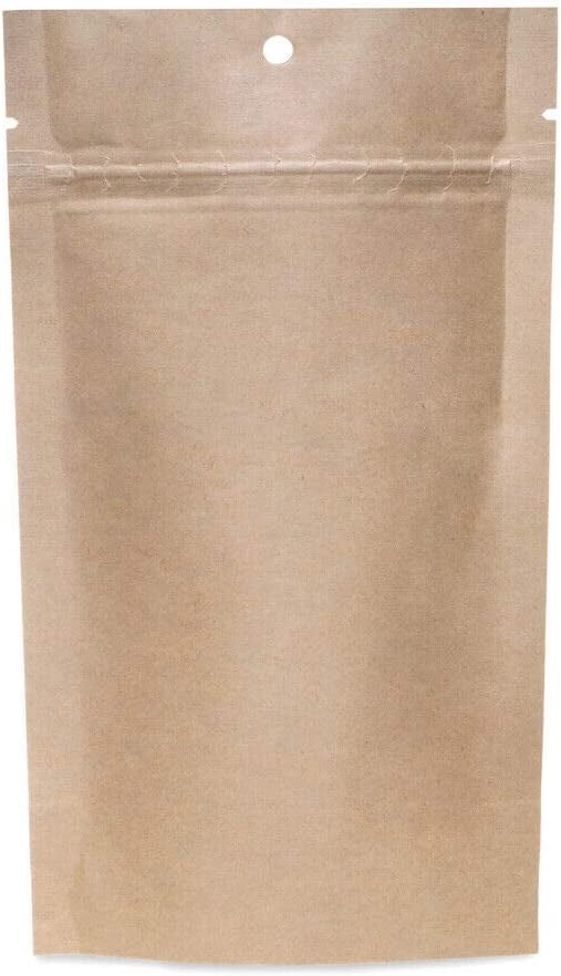 100 Pack 5"x8.5" Kraft Aluminum Foil Resealable Stand Up Bags Heat Seal ...