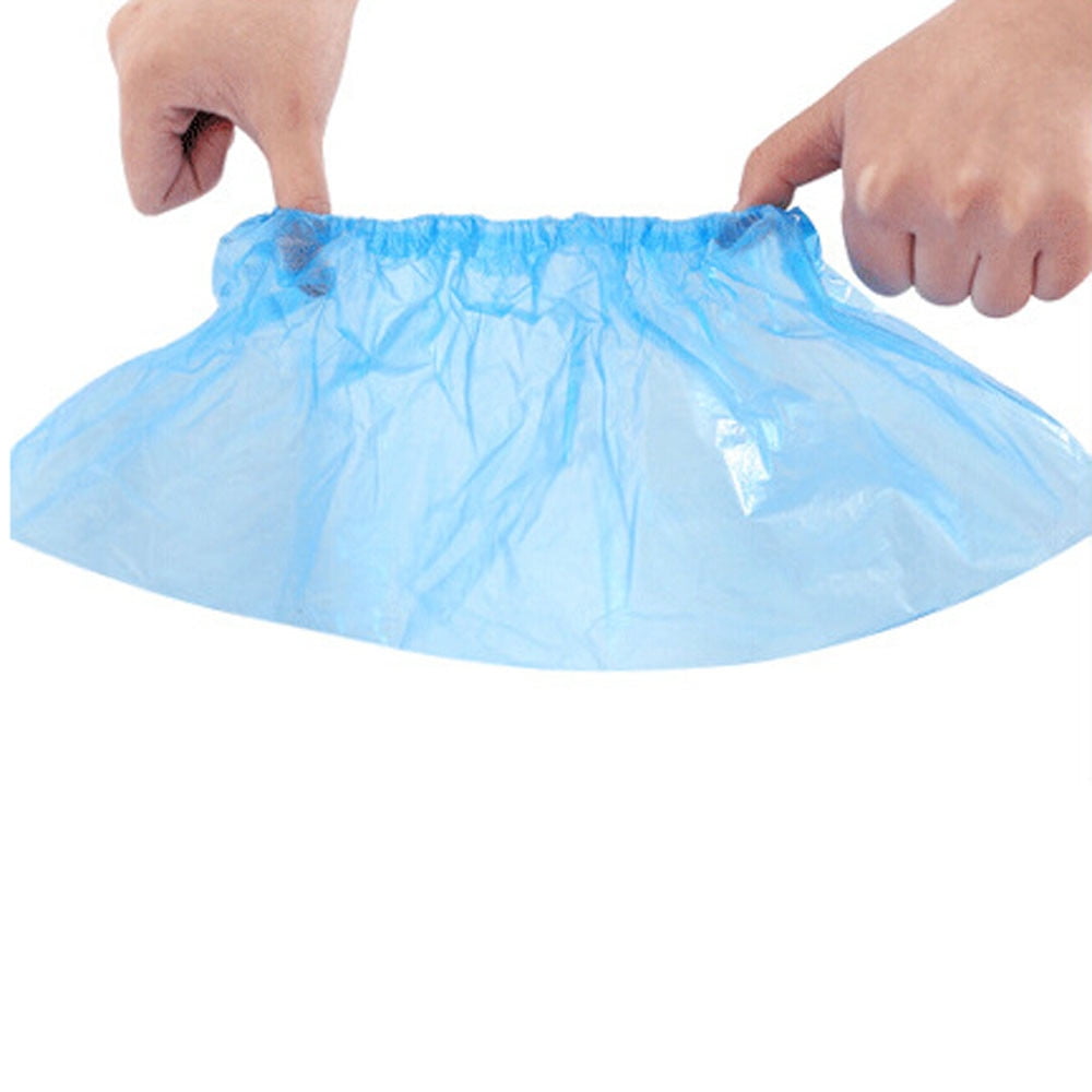 100 Pack(50 Pairs) Disposable Shoe Covers,Blue Plastic Waterproof ...