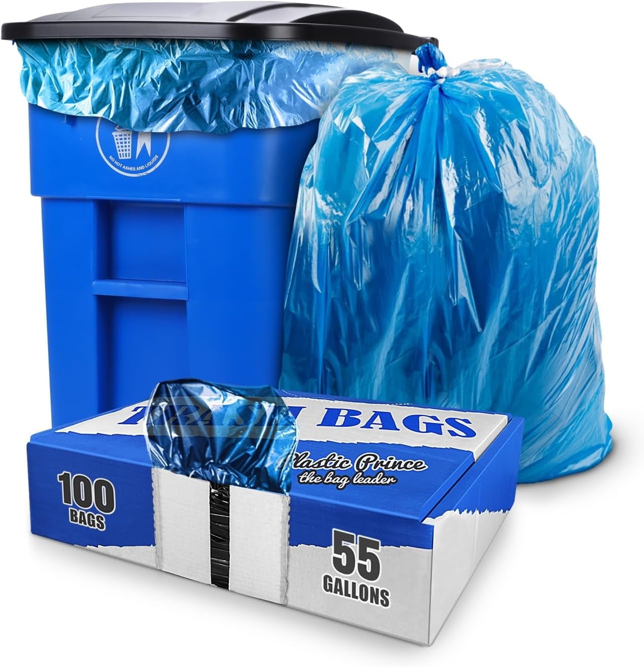 (100 Pack) 55-60 Gallon Trash Bags, 2 Mil, Heavy Duty, Fit Rubbermaid ...