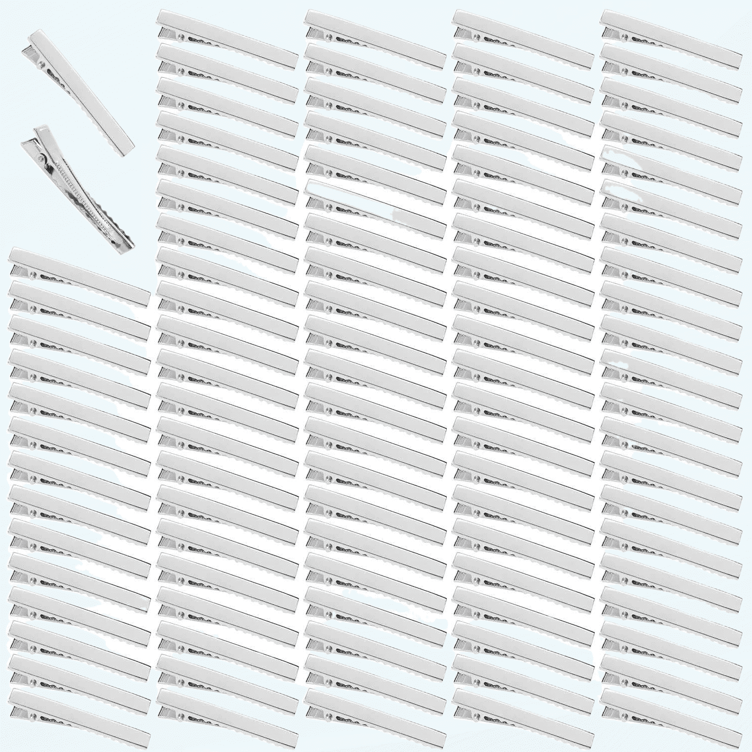 100 Pack 55mm Small Plain Flat Silver Duckbill Alligator Metal Hair ...
