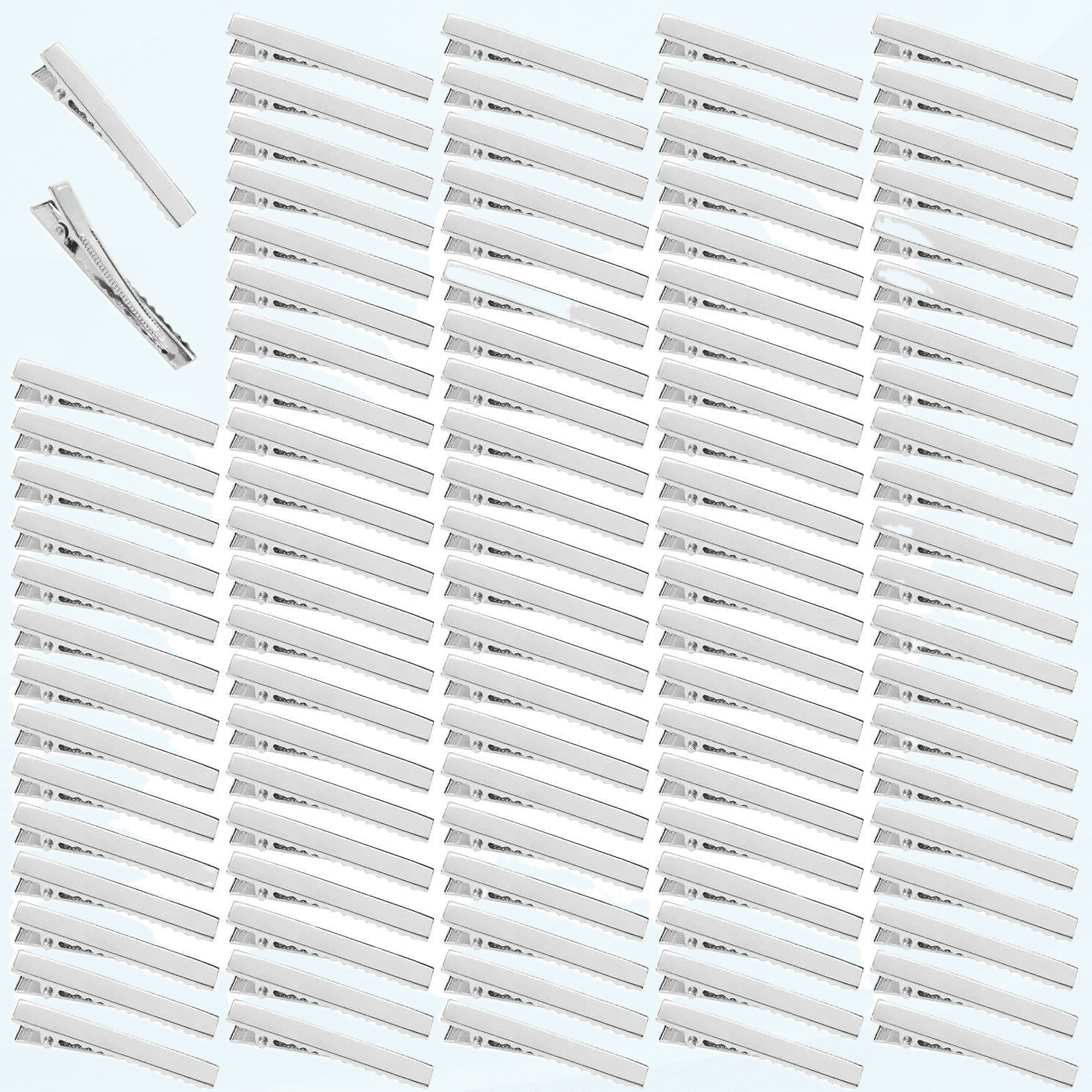 100 Pack 55mm Small Plain Flat Silver Duckbill Alligator Metal Hair ...