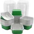100 Pack 5oz Aluminum Pans with Lids Mini Square Foil Baking Cups with ...