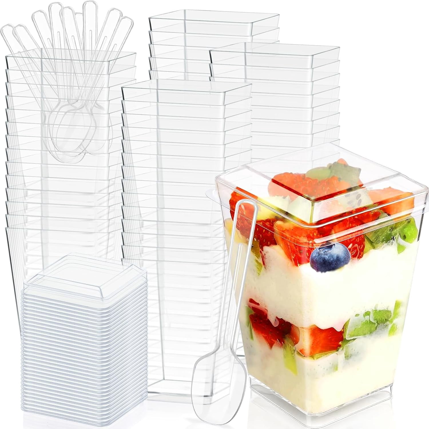 100 Pack 5oz Plastic Dessert Cups with Lids and Spoons - Walmart.com