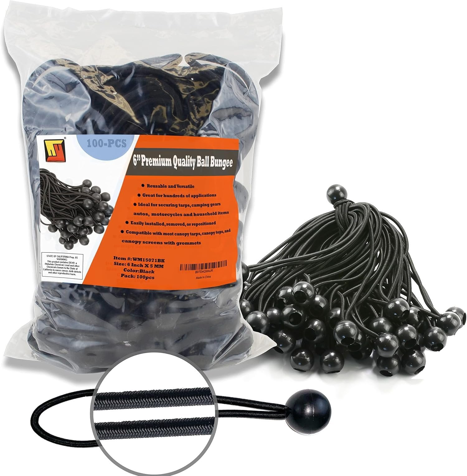 100-Pack 6 Inch Ball Bungee Cords by - Heavy Duty, Versatile, and Built ...